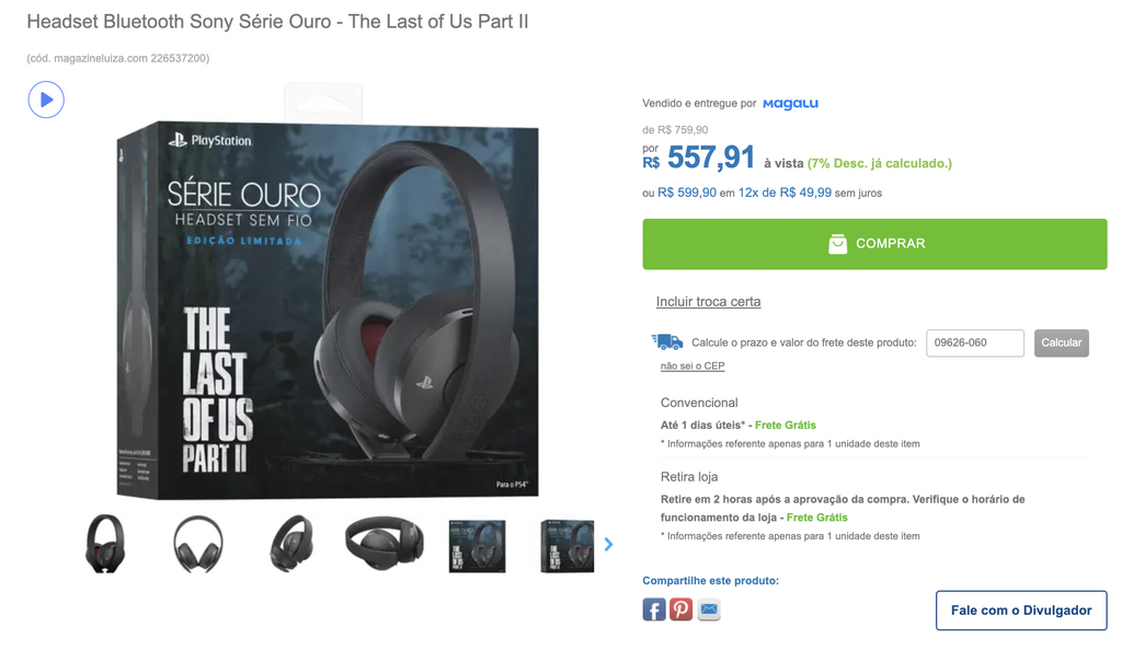 Headset Bluetooth Sony Série Ouro The Last Of Us Part Ii Canaltech