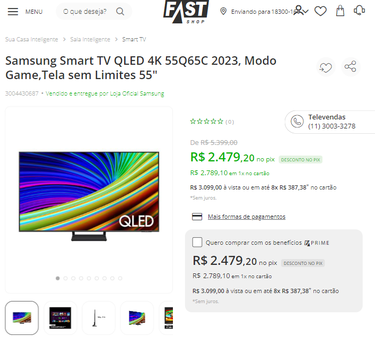 Samsung Smart TV QLED 4K 55Q65C 2023, Modo Game,Tela sem Limites 55 ...