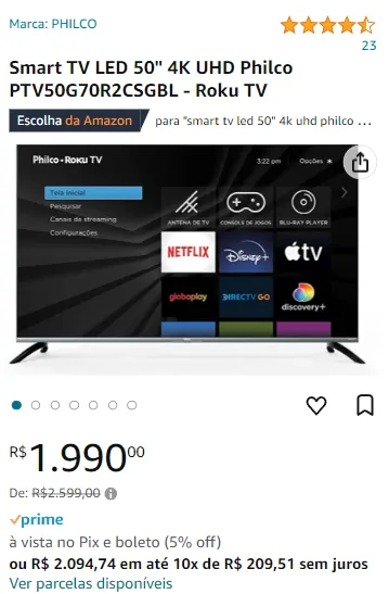 Smart TV LED 50" 4K UHD Philco PTV50G70R2CSGBL - Roku TV - Canaltech ...