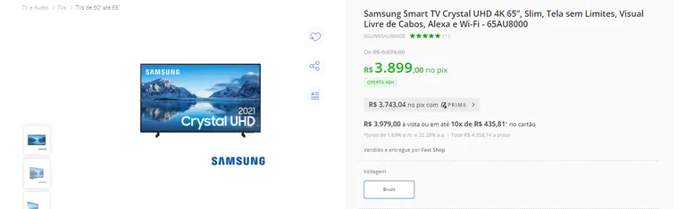 Samsung Smart TV Crystal UHD 4K 65”, Slim, Tela sem Limites, Visual ...