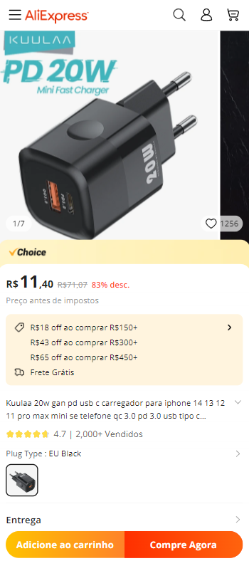 Carregador Kuulaa 20w [INTERNACIONAL] - Canaltech Ofertas