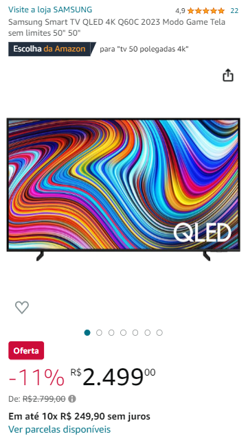 [PARCELADO] Samsung Smart TV QLED 4K Q60C 2023 Modo Game Tela sem ...