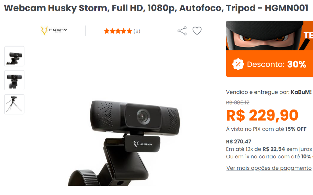Webcam Husky Storm, Full HD, 1080p, Autofoco, Tripod - HGMN001 ...
