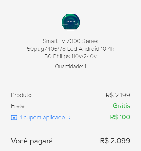 [PARCELADO] Smart TV 7000 Series 50PUG7406/78 LED Android 10 4K 50 ...