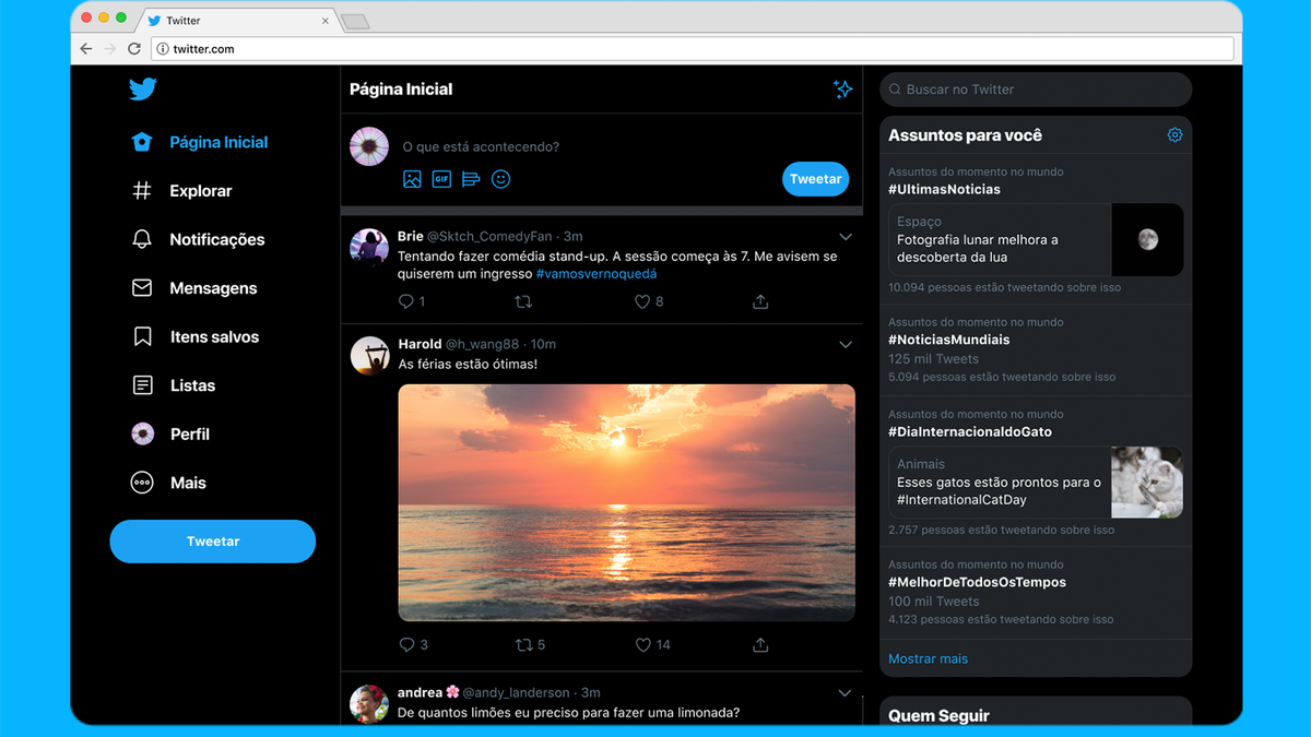 Twitter começa a liberar nova versão web com navegação simples e ...