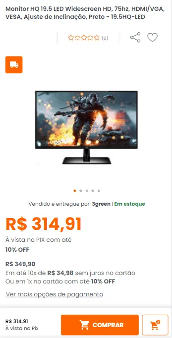 Monitor HQ 19.5 LED Widescreen HD, 75hz, HDMI/VGA, VESA, Ajuste de ...