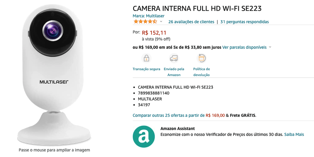 Câmera interna Full HD Wi-Fi SE223 - Canaltech Ofertas