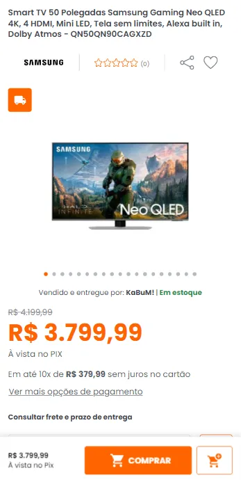 [PARCELADO] Smart TV 50 Polegadas Samsung Gaming Neo QLED 4K, 4 HDMI ...