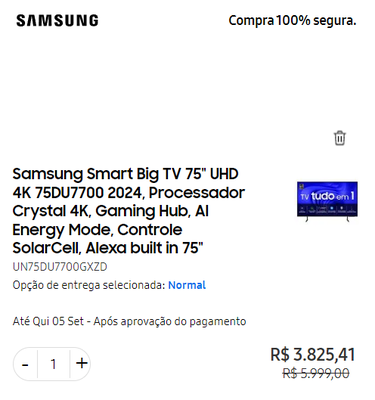 Samsung Smart Big TV 75" UHD 4K 75DU7700 2024 Gaming Hub | CUPOM ...