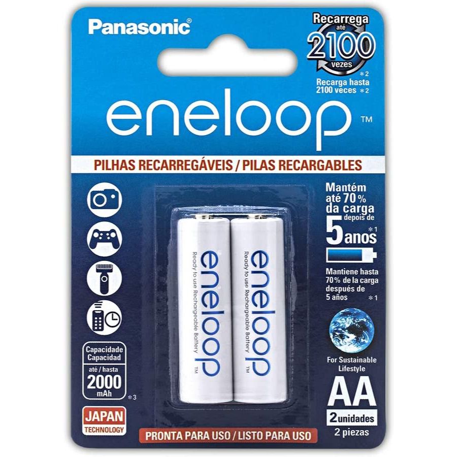 Pilha Recarregável Eneloop Aa Pequena Bk 3mcce 2bb Panasonic