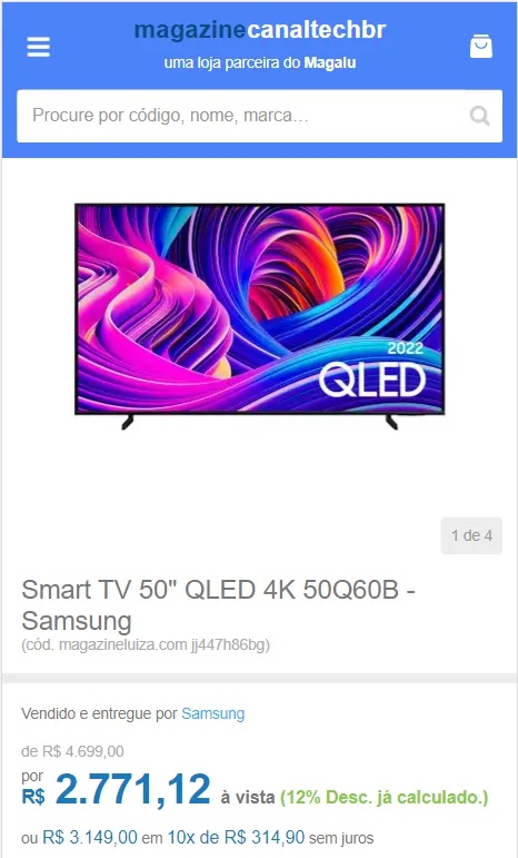 Smart TV 50" QLED 4K 50Q60B - Samsung - Canaltech Ofertas