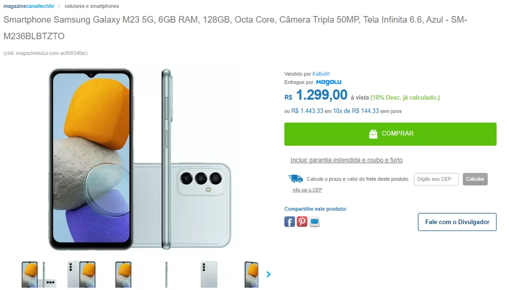 Smartphone Samsung Galaxy M23 5G, 128GB, 6GB RAM, Octa Core, Câmera ...