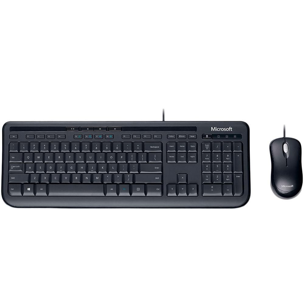 Teclado e Mouse Microsoft Wired Desktop 600 Multimídia ABNT2 - APB00005 ...