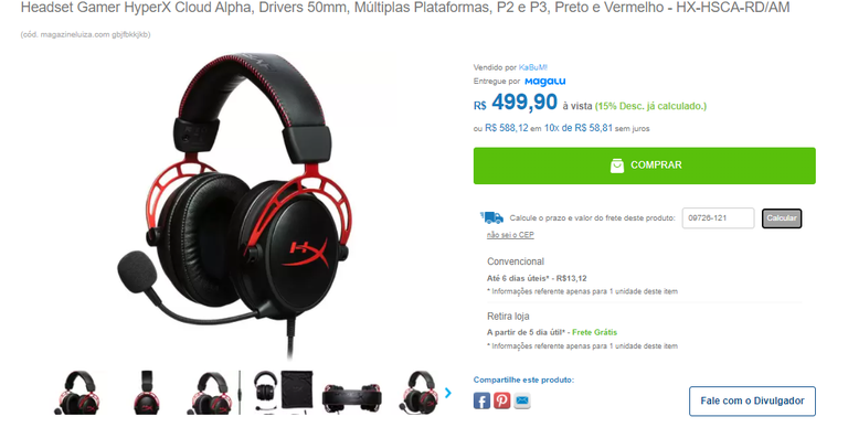 Headset Gamer HyperX Cloud Alpha, Drivers 50mm, Múltiplas Plataformas ...