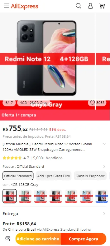 Xiaomi Redmi Note 12 Versão Global [INTERNACIONAL] - Canaltech Ofertas