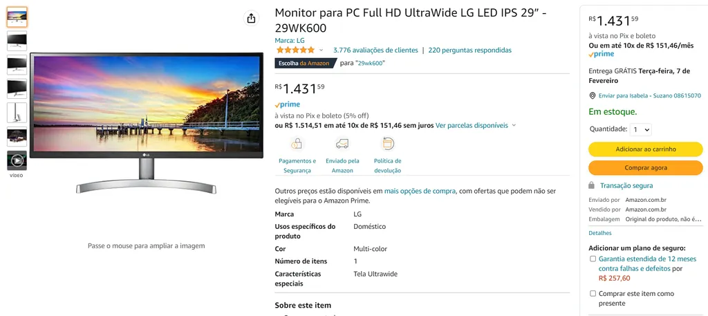 Monitor para PC Full HD UltraWide LG LED IPS 29” - 29WK600 - Canaltech ...