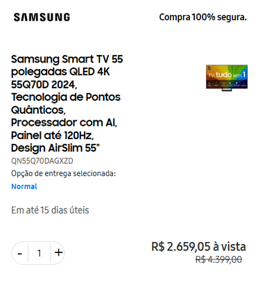 Samsung Smart TV 55 polegadas QLED 4K 55Q70D 2024 | CUPOM - Canaltech ...