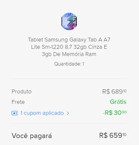 [PARCELADO] Tablet Samsung Galaxy Tab A A7 Lite SM-T220 8.7" 32GB cinza ...