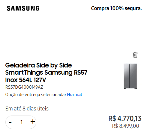 Geladeira Side by Side SmartThings Samsung RS57 Inox 564L, 127V ou 220V ...