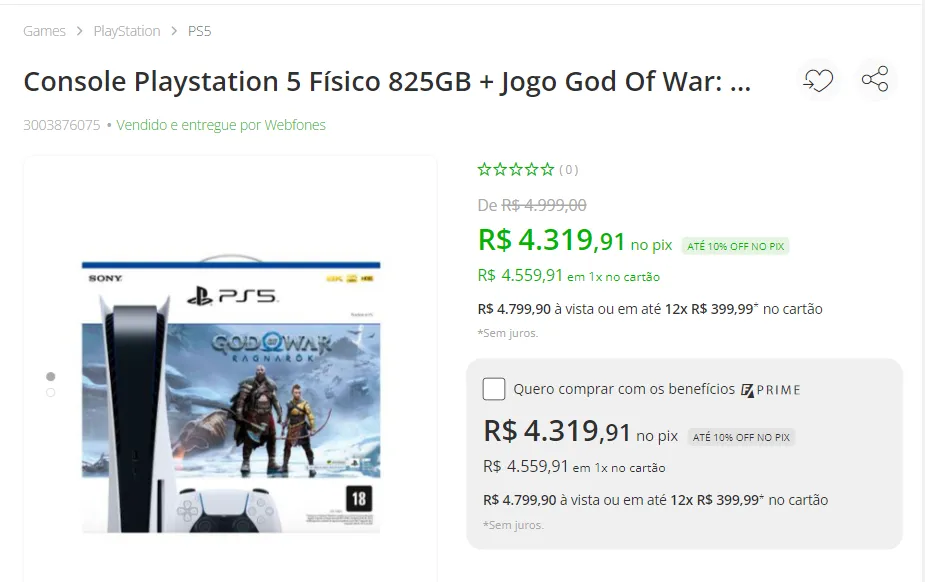 Console Playstation 5 Físico 825GB + Jogo God Of War: Ragnarok - Canaltech Ofertas
