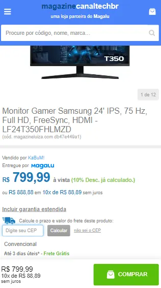 Monitor Gamer Samsung 24' IPS, Full HD, 75 Hz, FreeSync, HDMI ...