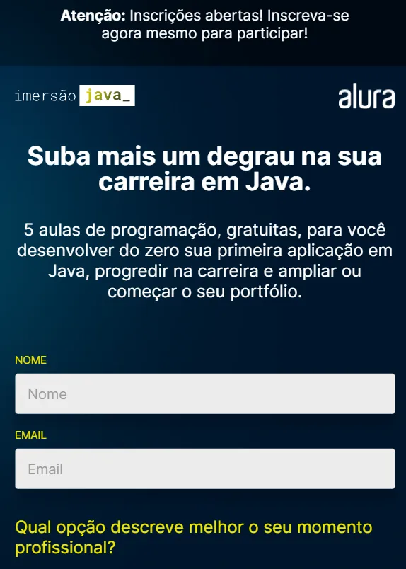 [LEIA A DESCRIÇÃO] Imersão Java - 5 aulas gratuitas | Alura Cursos ...