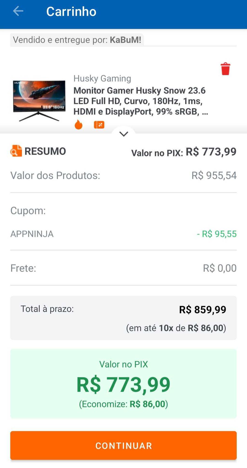 Monitor Gamer Husky Snow 23.6 LED Full HD, Curvo, 180Hz, 1ms, Adaptive Sync, Ajuste de Ângulo ...