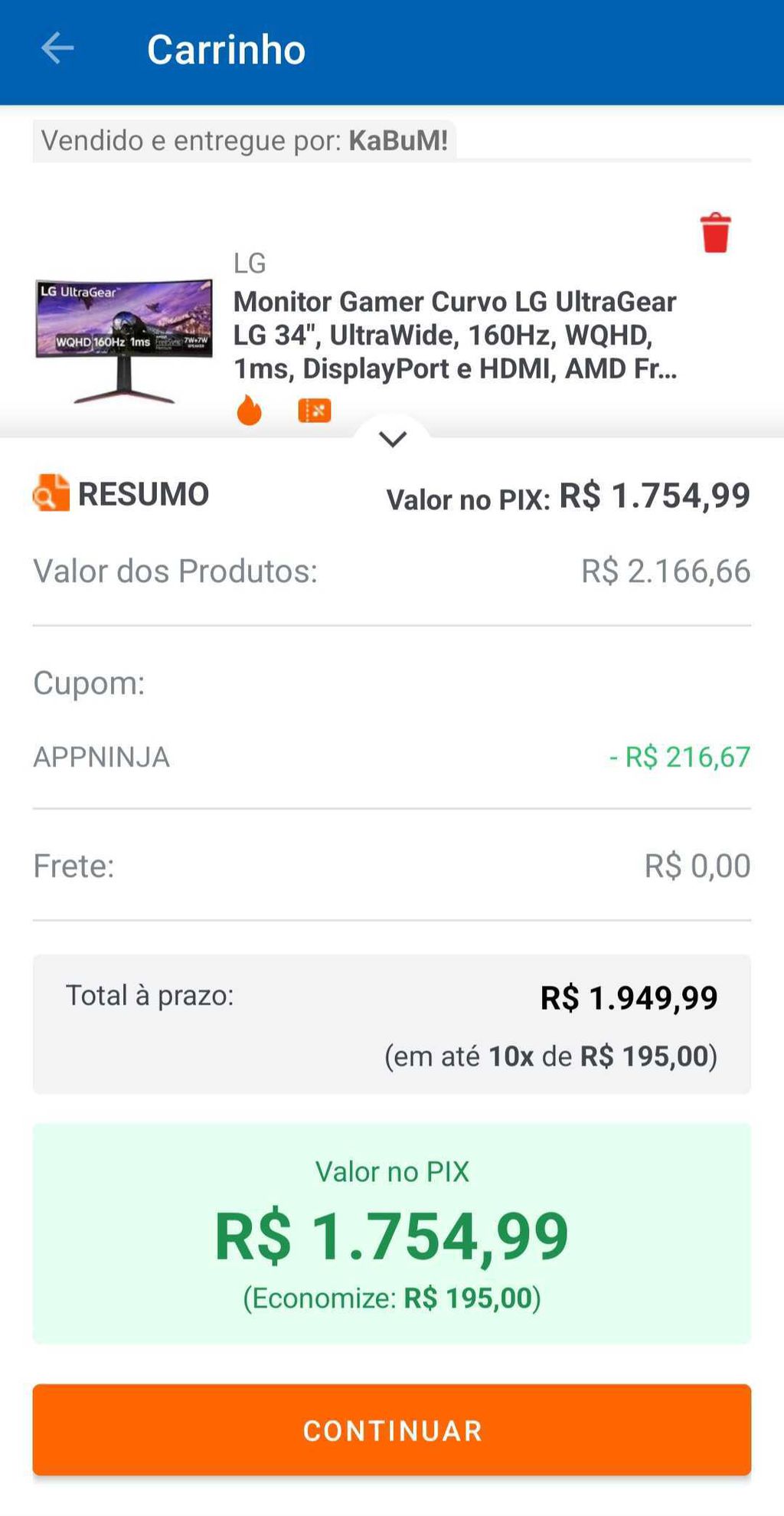 Monitor Gamer Curvo LG UltraGear LG 34", UltraWide, 160 Hz, WQHD, 1 ms, AMD FreeSync Premium ...