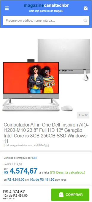 Computador All in One Dell Inspiron AIO-i1200-M10 23.8" Full HD 12ª ...