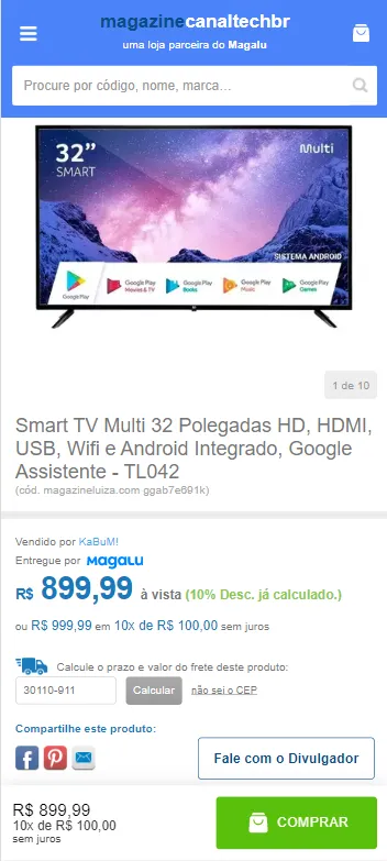Smart TV Multi 32 Polegadas HD, HDMI, USB, Wifi e Android, Google ...