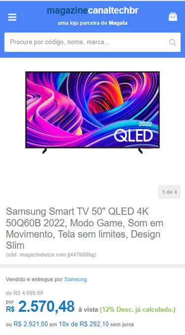 Samsung Smart TV 50" QLED 4K 50Q60B 2022, Modo Game, Som em Movimento ...
