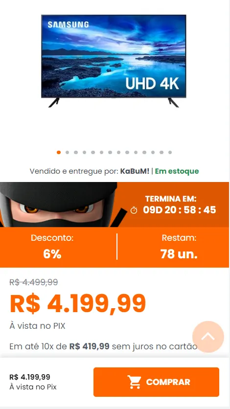 Smart TV Samsung 70 Polegadas UHD 4K, 3 HDMI, 1 USB, Processador ...