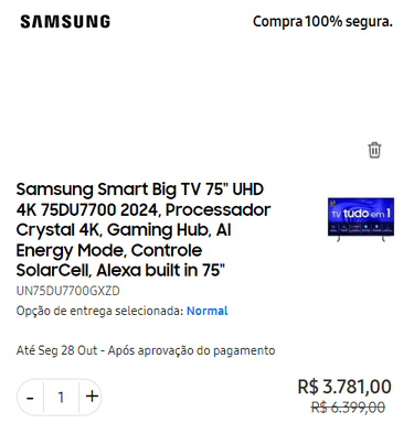 Samsung Smart Big TV 75" UHD 4K 75DU7700 2024 Gaming Hub | CUPOM ...