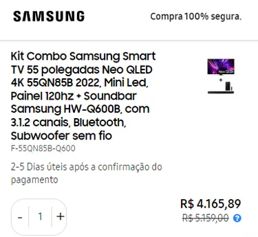Kit Combo Samsung Smart TV 55 polegadas Neo QLED 4K 55QN85B + Soundbar Samsung HW-Q600B [CUPOM ...