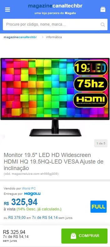 Monitor 19.5" LED HD Widescreen HDMI HQ 19.5 -LED VESA Ajuste de ...