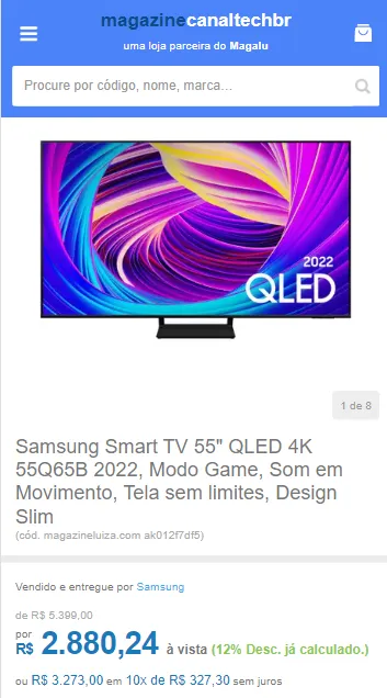 Samsung Smart TV 55" QLED 4K 55Q65B 2022, Modo Game, Som em Movimento ...
