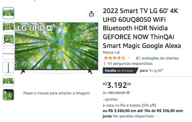 Smart TV LG 60' 4K UHD 60UQ8050 - 2022 - Canaltech Ofertas