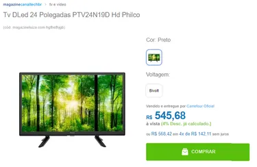 Tv DLed 24 Polegadas PTV24N19D Hd Philco - Canaltech Ofertas