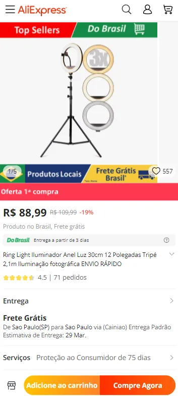 Ring Light 30cm - Canaltech Ofertas