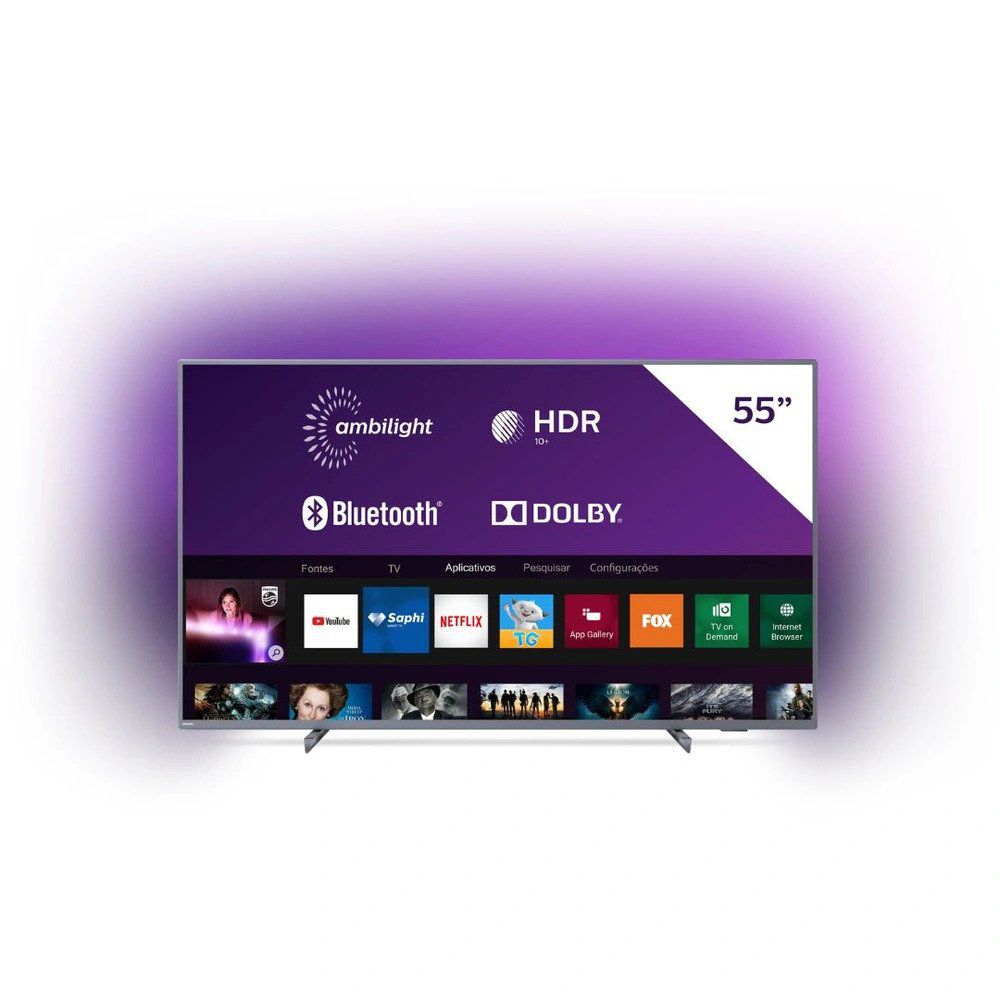 Smart TV LED 55'' Philips 55PUG6794 4K Ultra HD AMBILIGHT 3 lados HDR10 ...