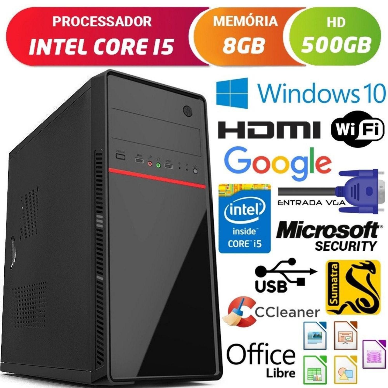 Computador Intel Core i5 3.2Ghz Com Hdmi 8GB HD 500GB Windows 10 Pro ... Computador Intel Core i5 3.2Ghz Com Hdmi 8GB HD 500GB Windows 10 Pro ...