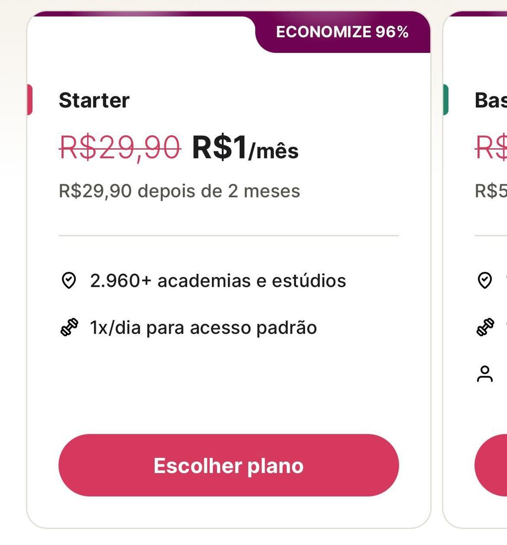 Planos Starter e Basic do Wellhub (antigo Gympass) por R$ 1 durante ...