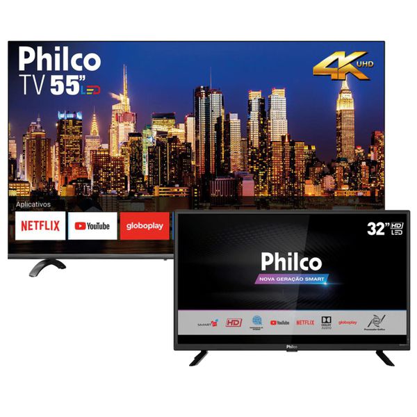 Smart TV LED 55" UHD 4K Philco PTV55Q20SNBL + Smart TV LED 32" HD ...