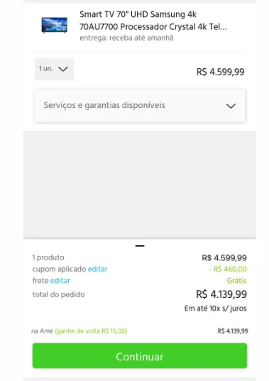 Smart Tv 70" Uhd Samsung 4k 70au7700 Processador Crystal 4k Tela Sem ...