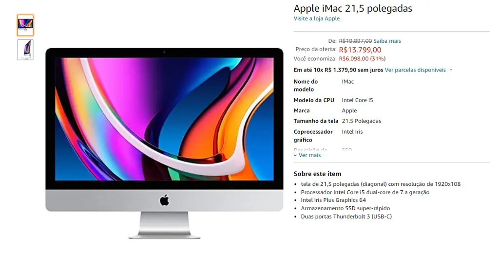 Apple iMac 21,5 polegadas - Canaltech Ofertas