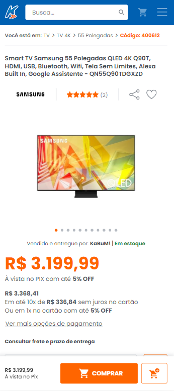 Smart TV Samsung 55 Polegadas QLED 4K Q90T, HDMI, USB, Bluetooth, Wifi ...