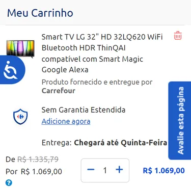 Smart TV LG 32" HD 32LQ620 WiFi Bluetooth HDR ThinQAI compatível com ...