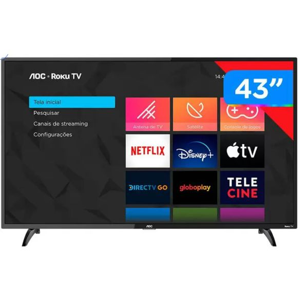 Smart TV Full HD LED 43” AOC 43S5195/78G - Wi-Fi 3 HDMI 1 USB ...