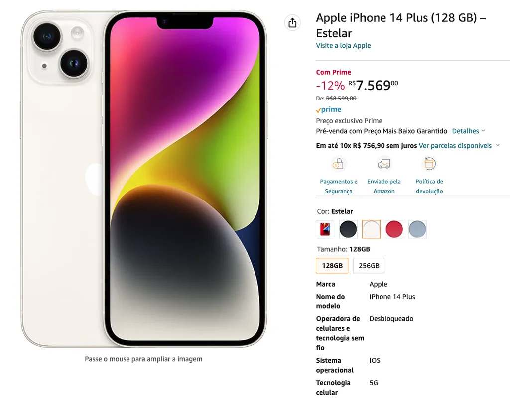 Apple iPhone 14 Plus (128 GB) – Estelar - Canaltech Ofertas