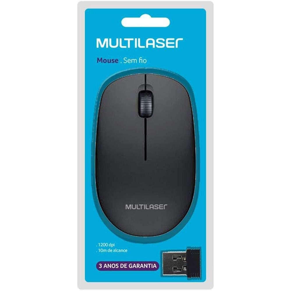 Mouse Multilaser Sem Fio 2.4 Ghz 1200 DPI Usb Preto - MO251 5906 ...